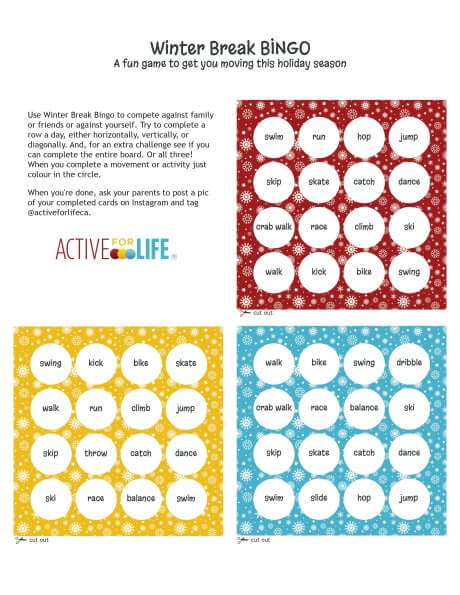 Try our Winter Break Bingo printable – Active For Life